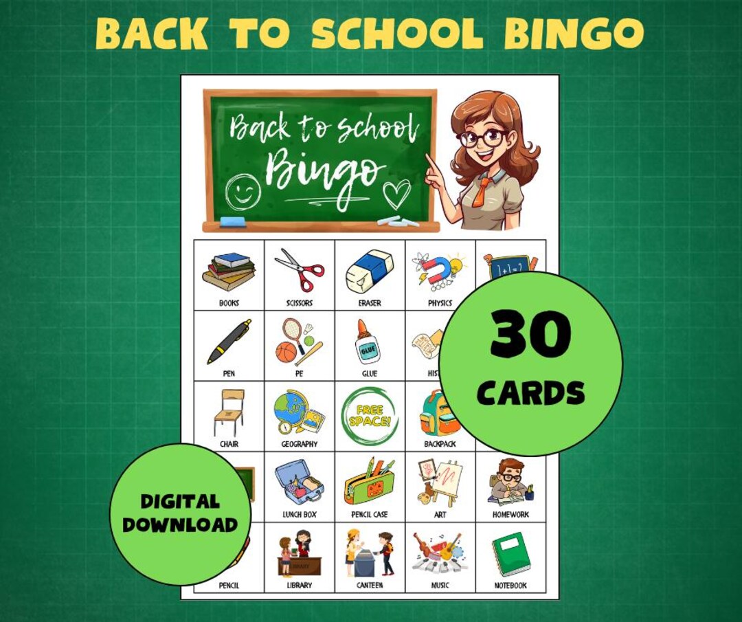 School-themed Bingo Game Printable | Digital Download | Fun ...