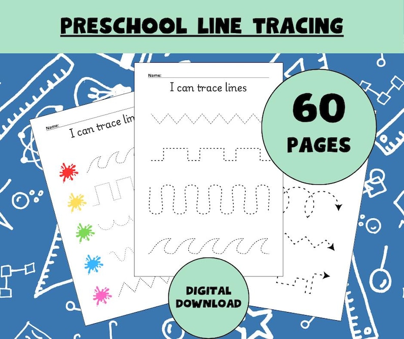 60 Preschool Line Tracing Worksheets, Printable Tracing Activity Book ...