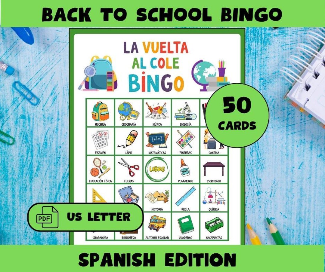 Spanish Back to School Bingo Game: Printable Classroom Activity ...