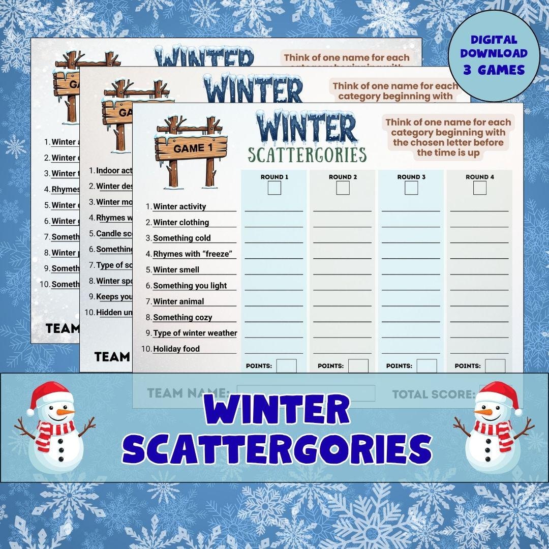 Winter Scattergories Game • Printable Holiday Activity (instant ...