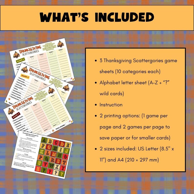 Thanksgiving Scattergories Printable | Thanksgiving Party Game for ...