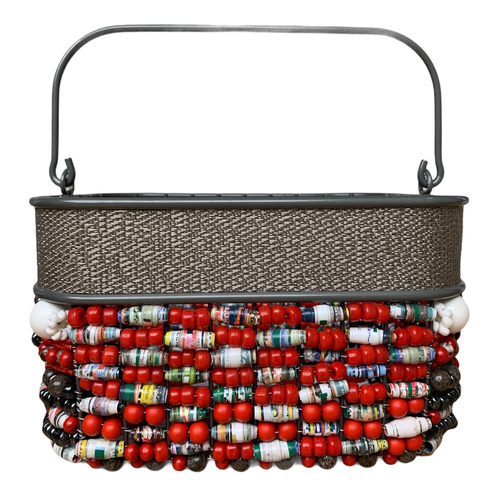 Beaded Vintage Rectangular Handle Basket - Etsy Italia
