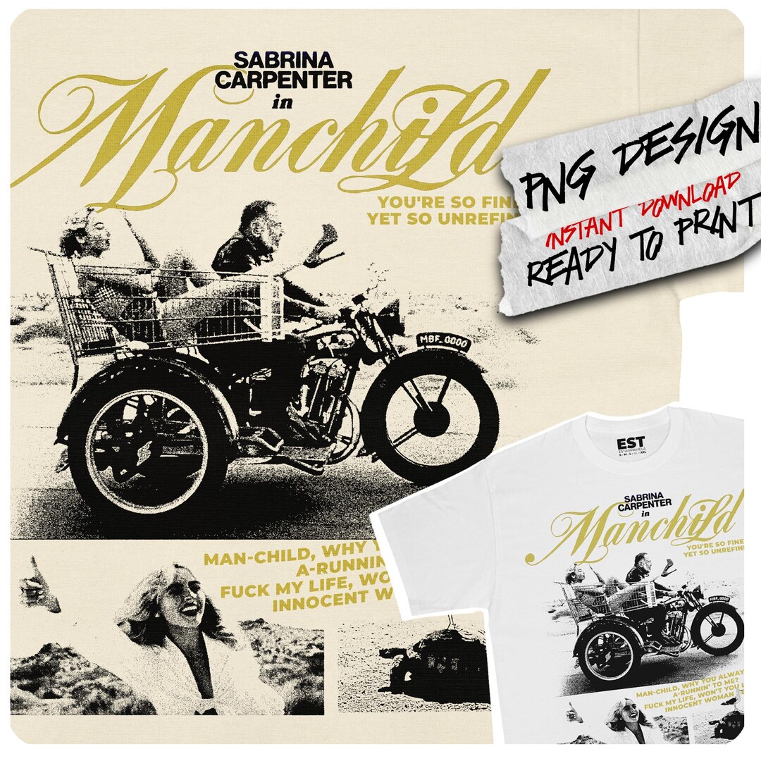Sabrina Carpenter Manchild PNG Design – Digital Download for Dtf, Dtg ...