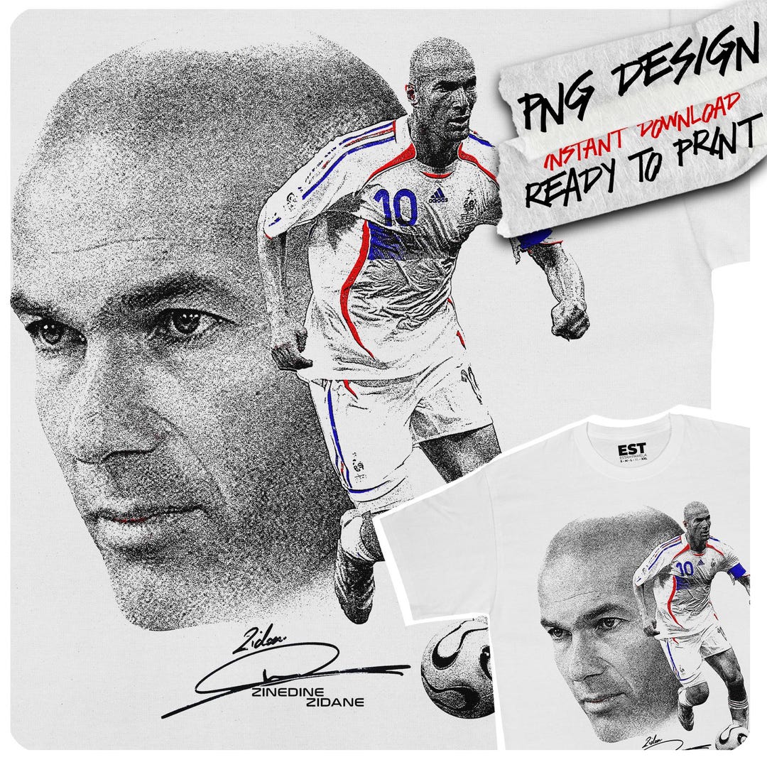 Zinedine Zidane Halftone PNG – Retro Football Fan Art | Vintage Soccer ...