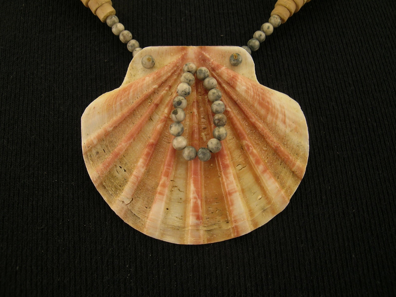Sea Shell With Gourd Wafers and Marble Bead Necklace - Etsy