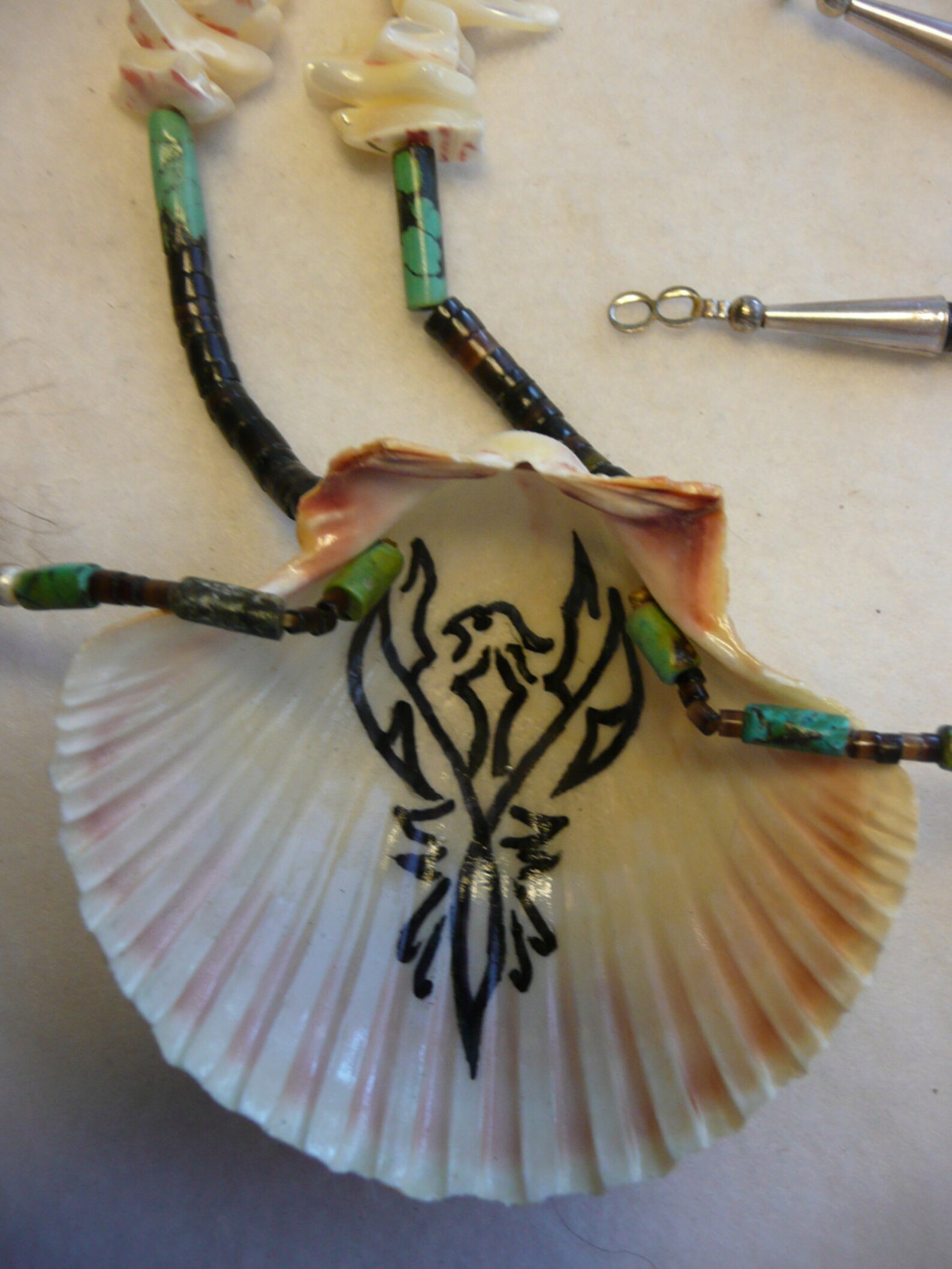 Southwestern Shell and Quail Feather Necklace With Phoenix Necklace - Etsy