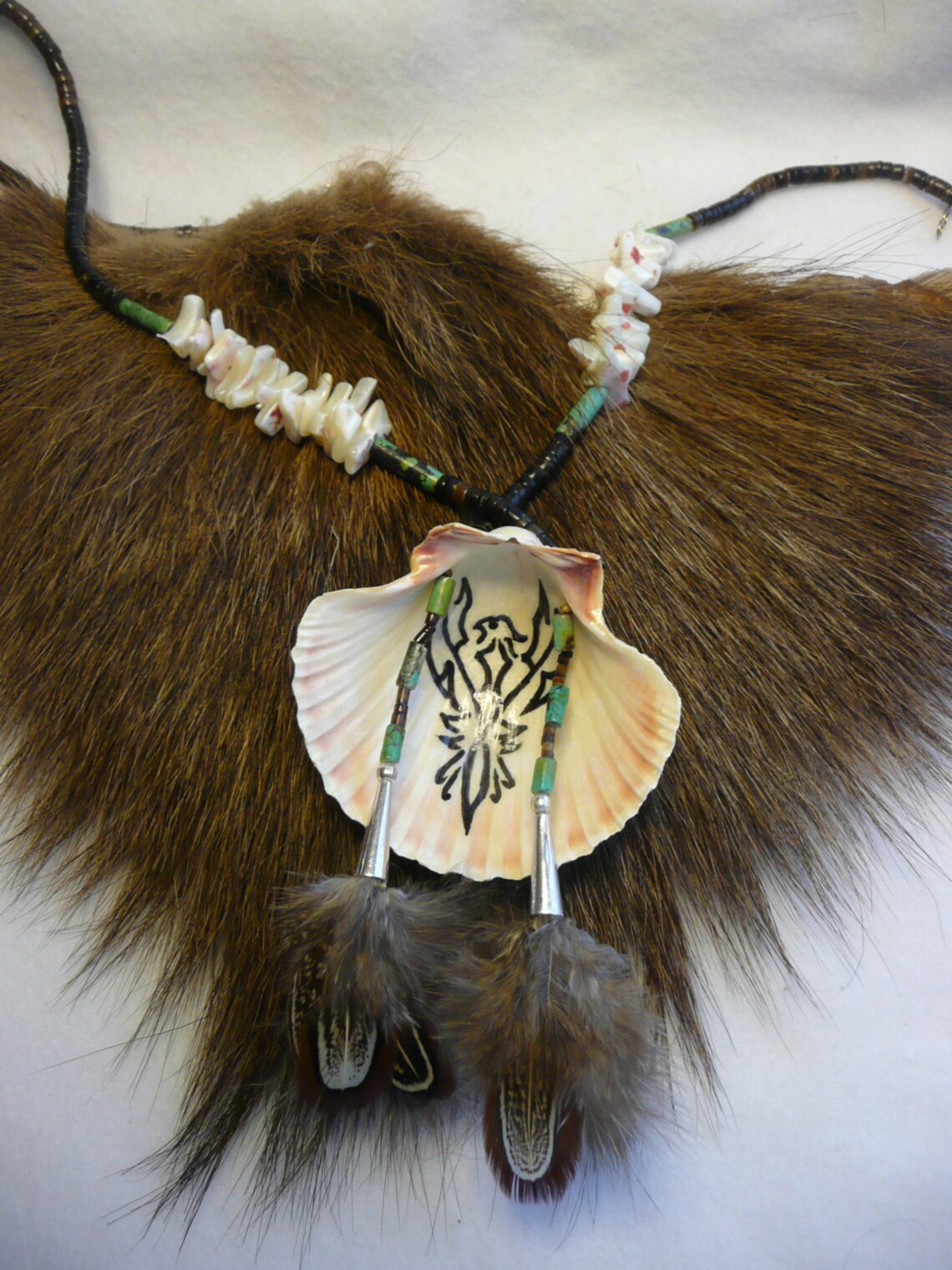 Southwestern Shell and Quail Feather Necklace With Phoenix Necklace - Etsy