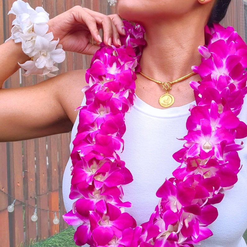 Hawaiian Lei – Fresh Orchid Lei for Graduation & Wedding (double Strand ...