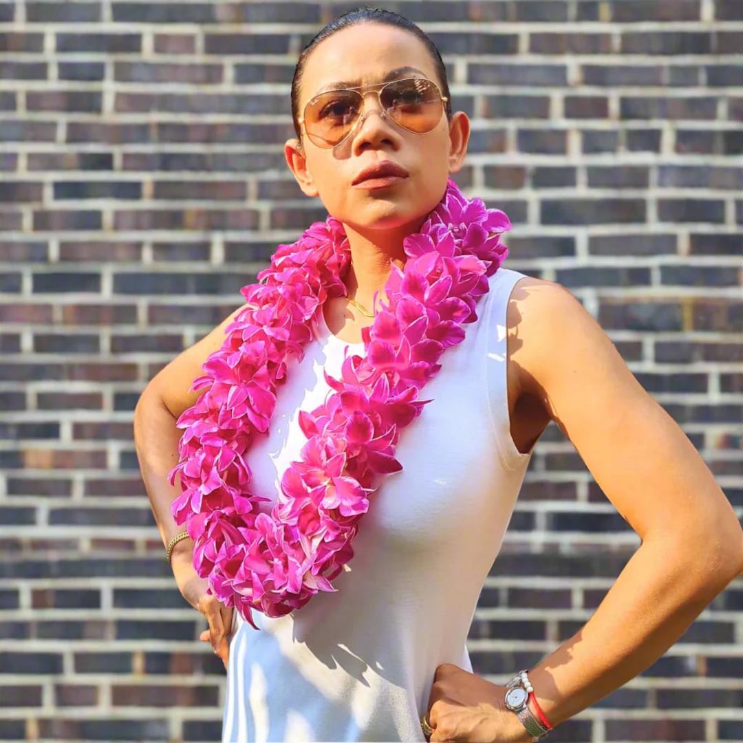 Pink & White Orchid Lei – Double Fresh Flower Garland With Pink Petal ...
