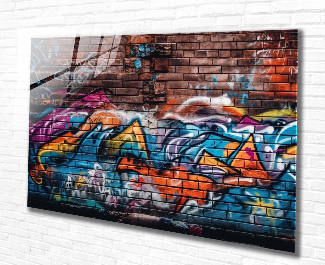 Urban Vibes - Graffiti Tempered Glass Wall Art, Panoramic Wall Art ...