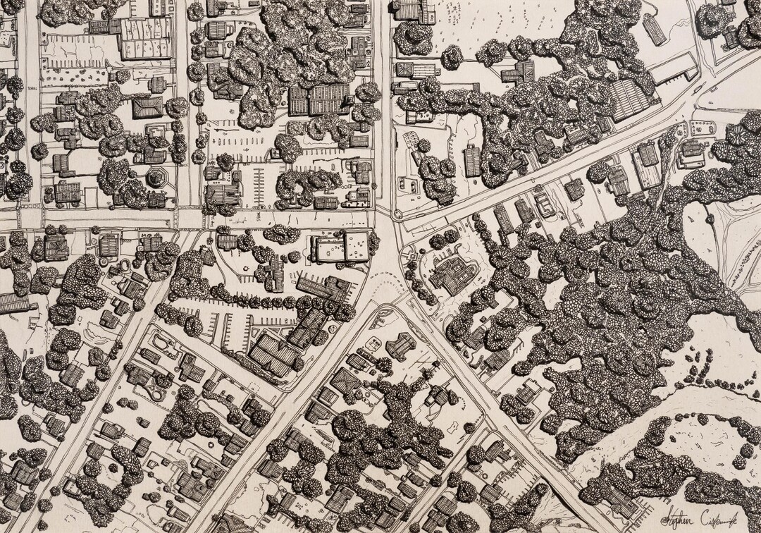 Hand Drawn City Map of the Five Corners of Hackettstown New Jersey - Etsy
