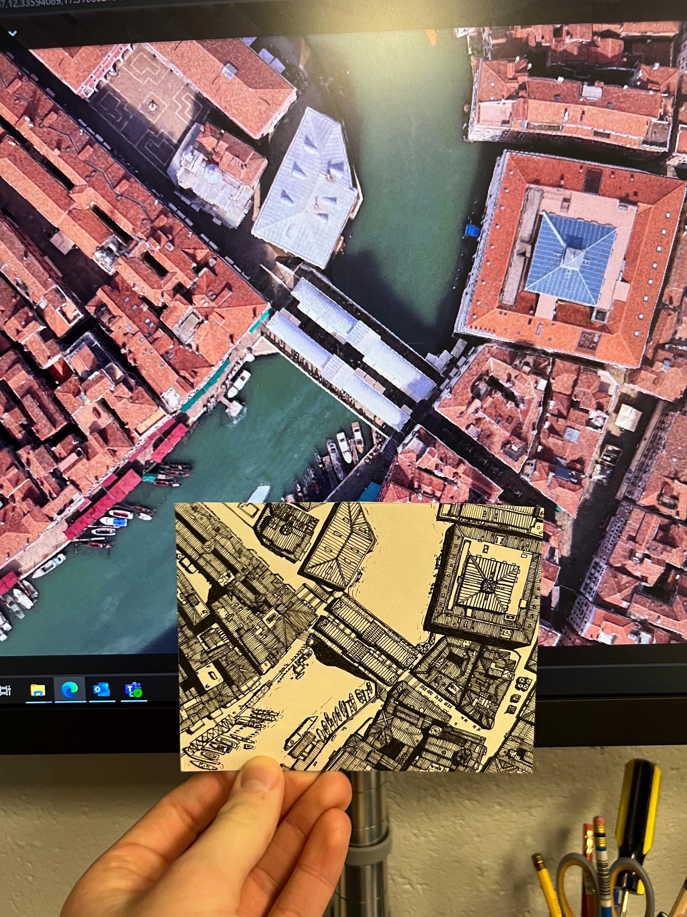 Hand Drawn Map of Ponte Di Rialto, Venice Italy - Art Print Only - Etsy