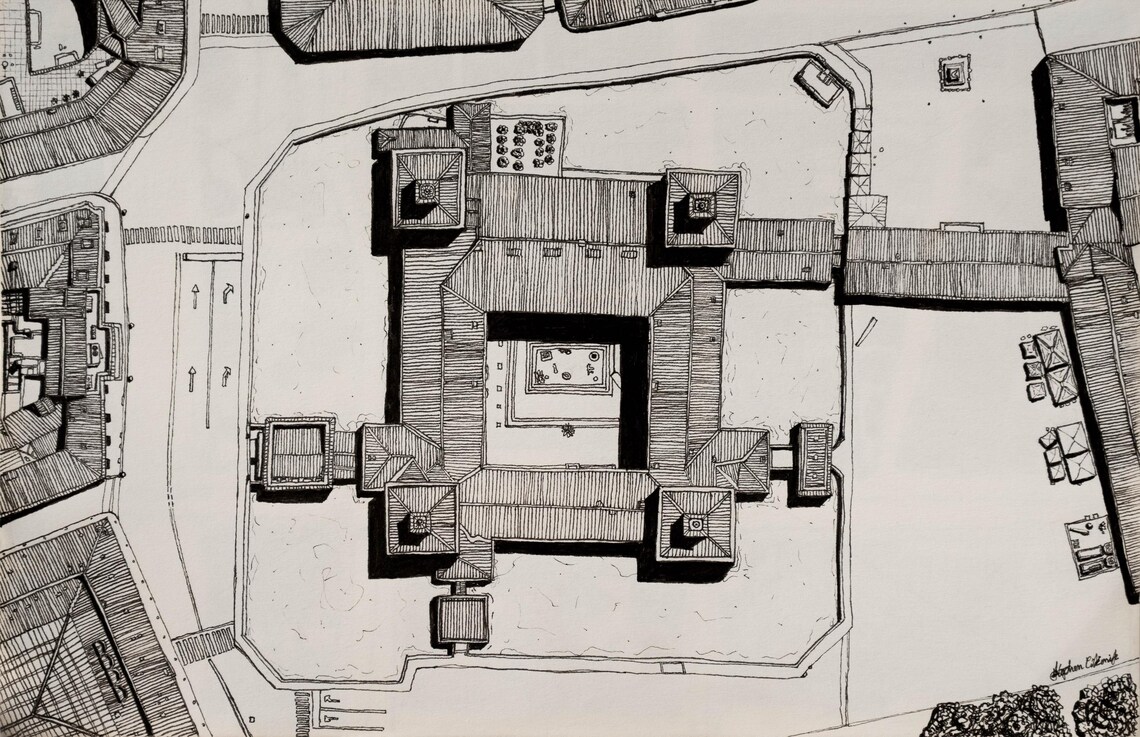 Map of Castello Estense, Ferrara Italy - Etsy