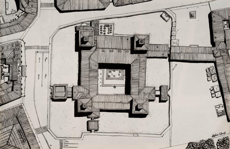 Map of Castello Estense, Ferrara Italy - Etsy