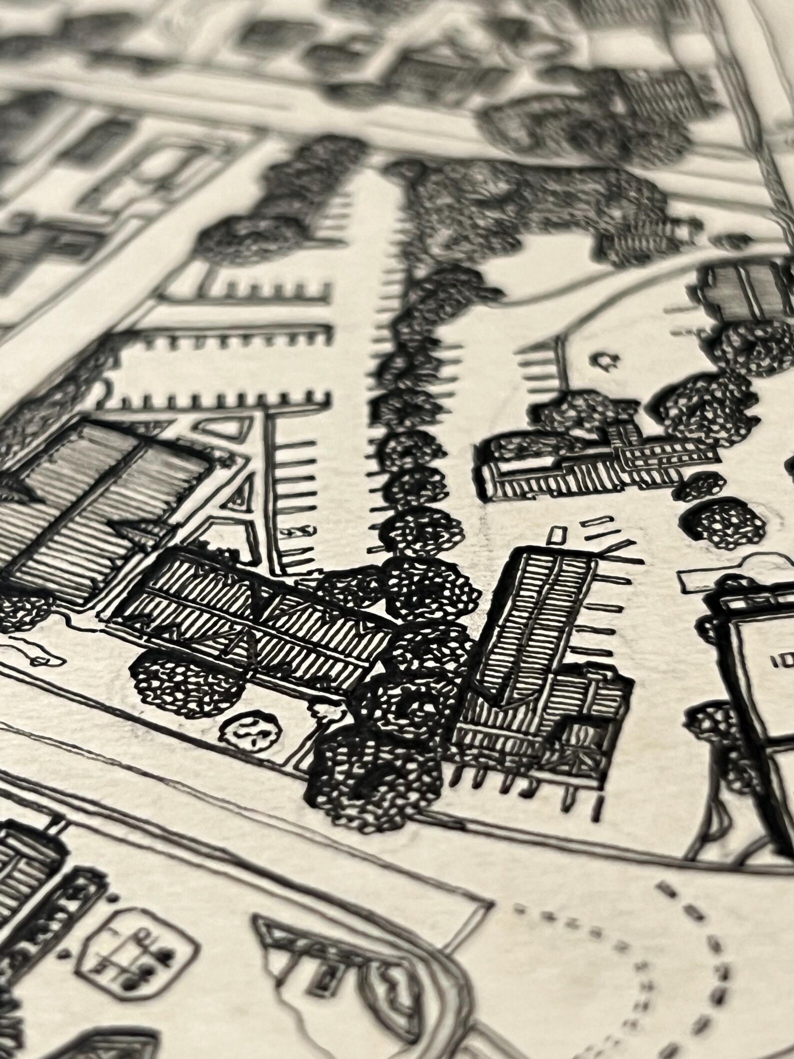 Hand Drawn City Map of the Five Corners of Hackettstown, New Jersey ...