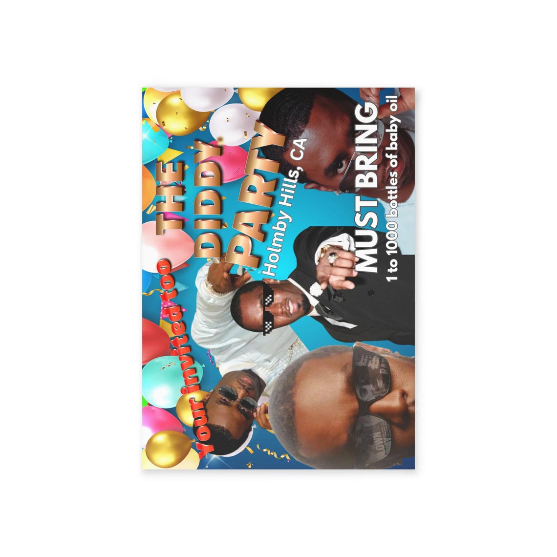 Diddy Party Invitation, Your Invited to the Diddy Party, Diddy Part, P ...