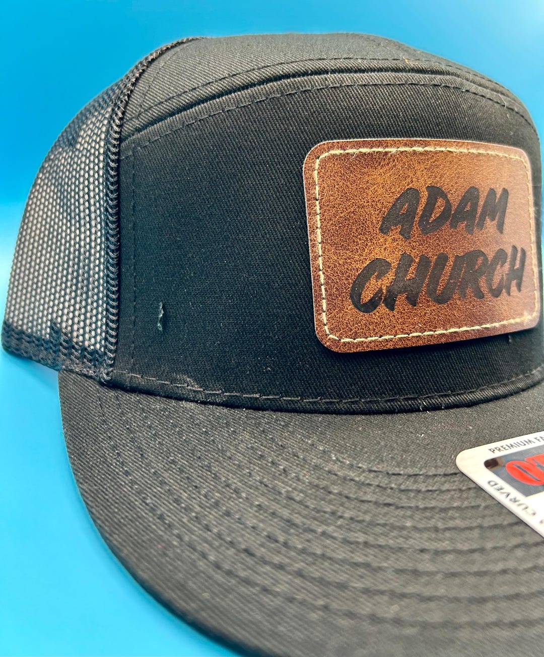 Adam Church Flex Brim Hat – Laser Engraved Leather Patch - Etsy