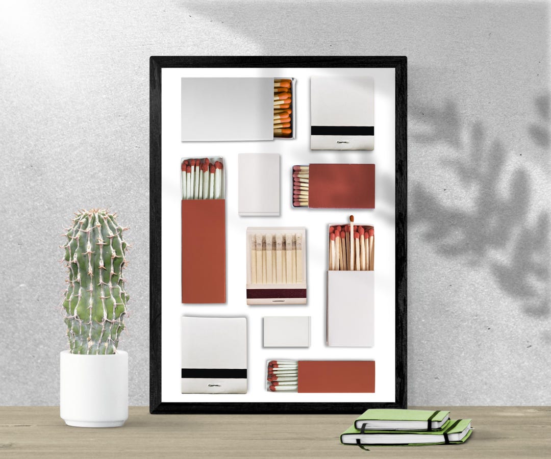 Matchbook Art Poster Template Blank Red Design, Printable Matchbook ...