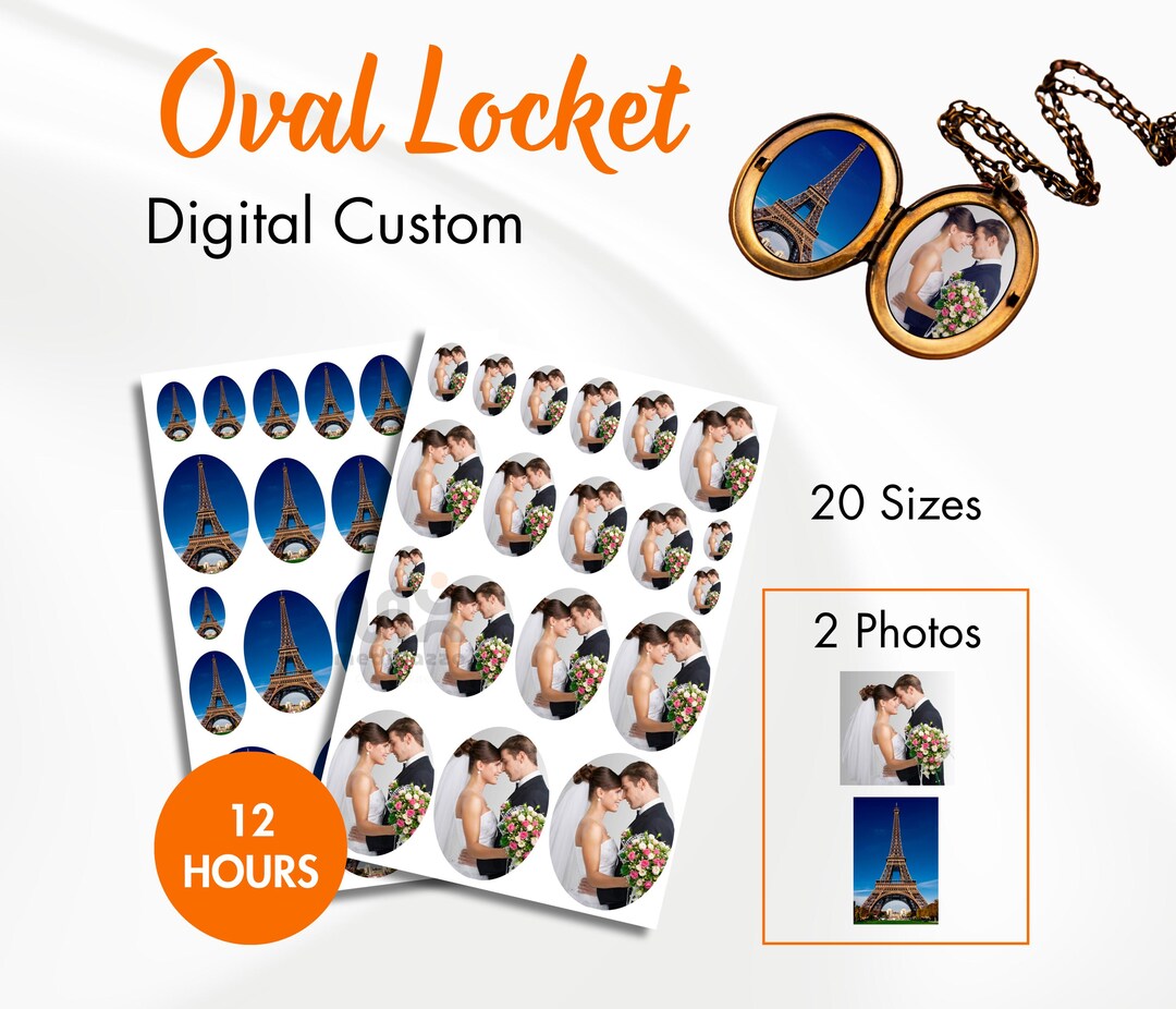 Custom Photo Oval Locket Prints, Printable Oval Picture for Lockets ...