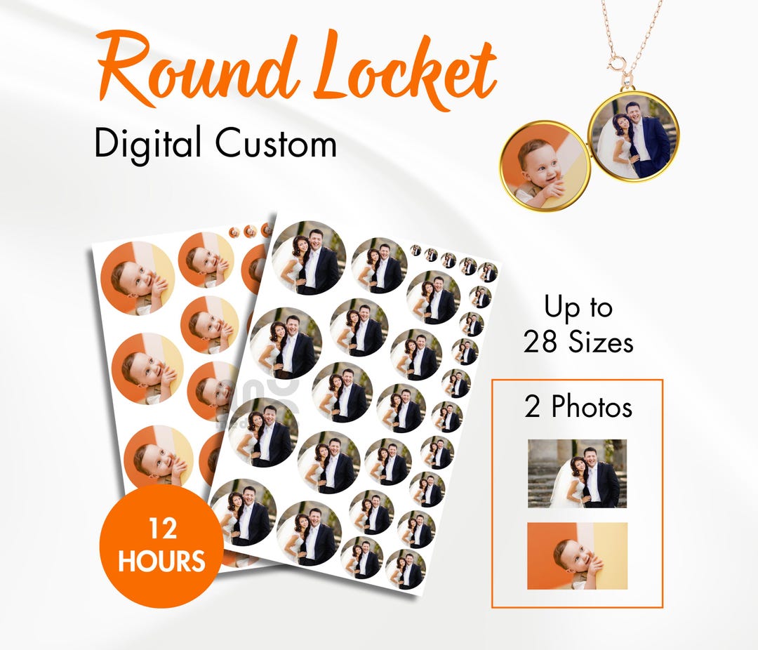 Custom Photo Round Locket, Circle Locket Prints, Printable Locket Image ...
