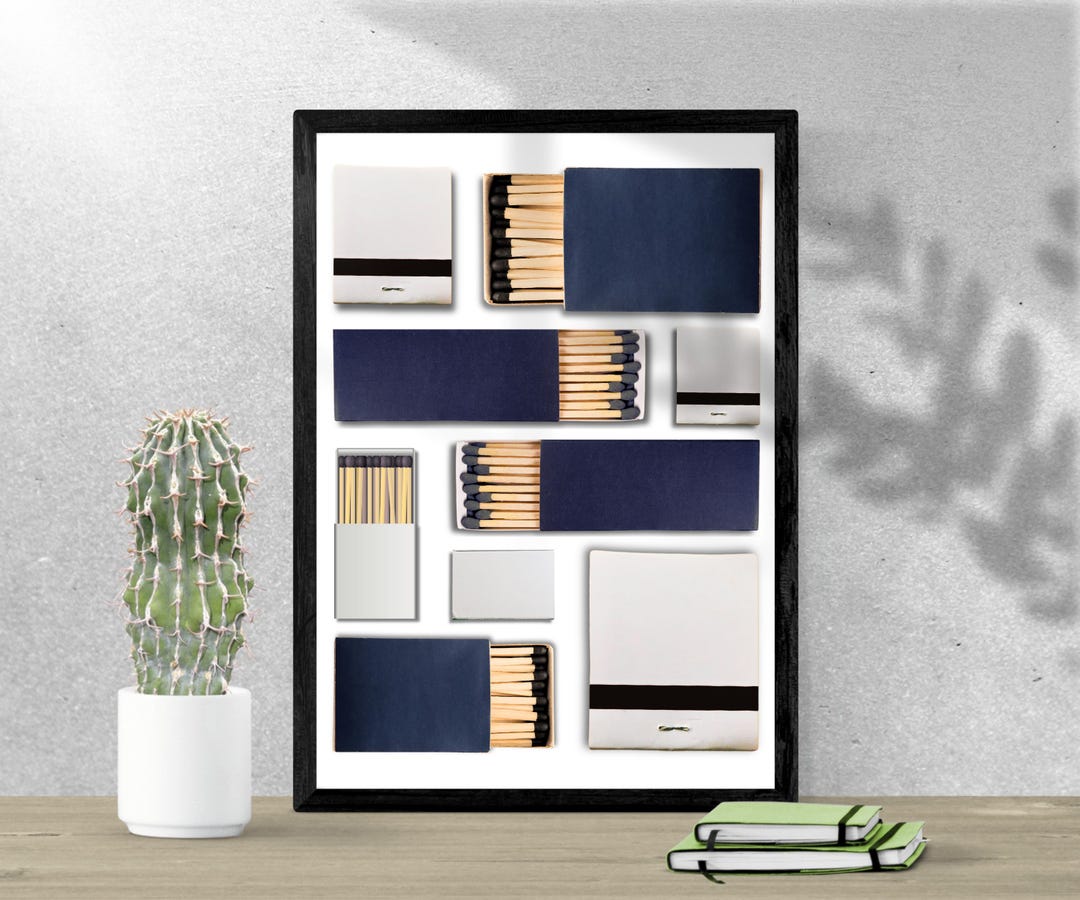 Matchbook Art Poster Template Blue Navy Matchbook Design, Printable ...