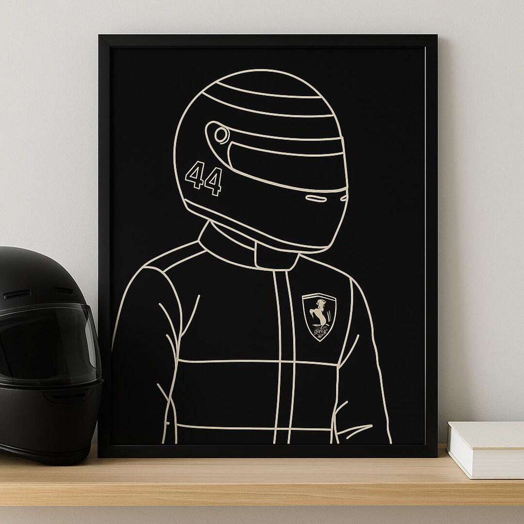 Lewis Hamilton – Dark Edition Portrait (minimalist F1 Line Art, Digital ...