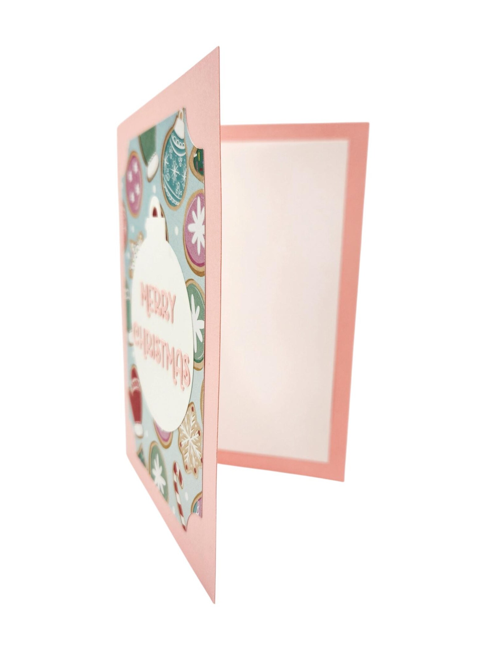 Handmade 'merry Christmas' Card With Ornament Cutout & Cookie Pattern ...