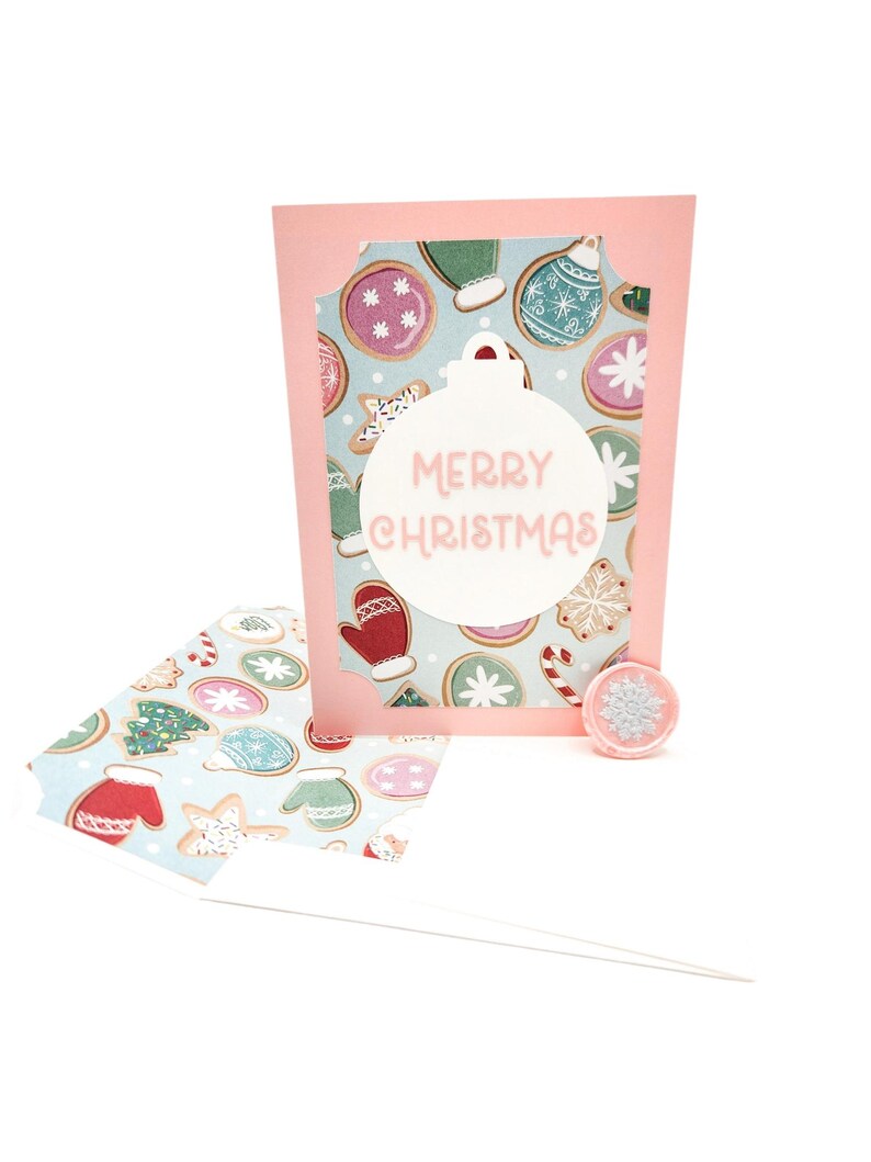 Handmade 'merry Christmas' Card With Ornament Cutout & Cookie Pattern ...