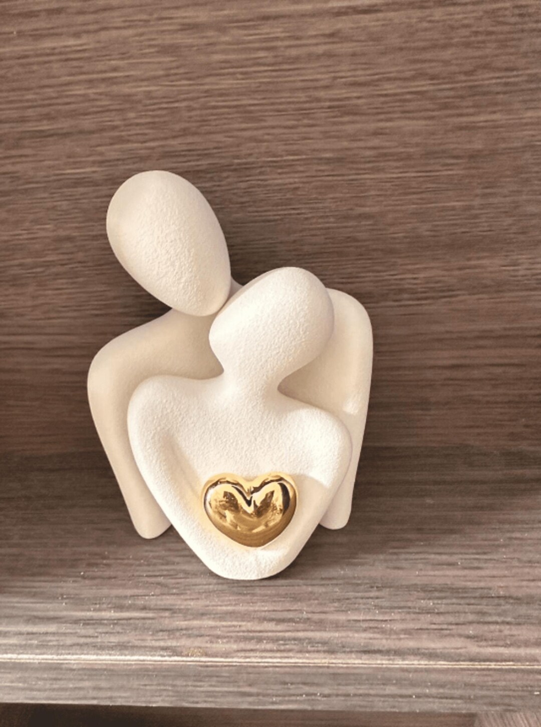 Couple Hug Sculpture Ceramic White & Black Lovers Embrace Figurine ...