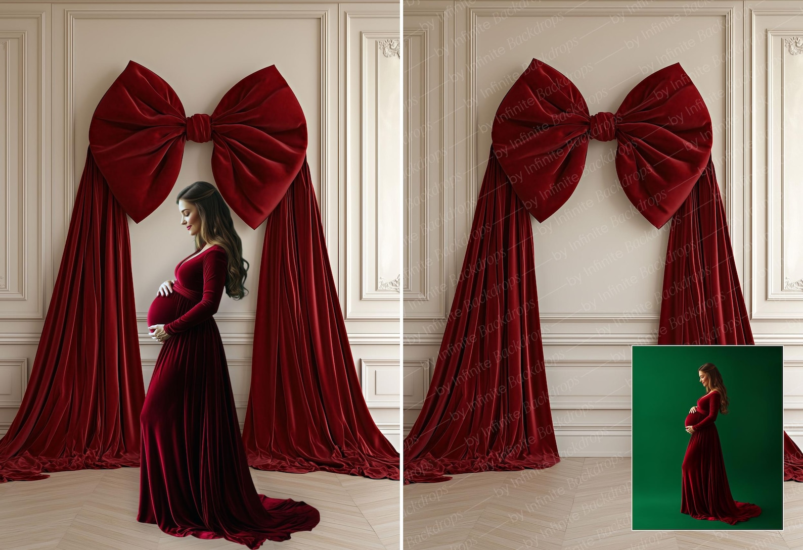 40 Big Pink Velvet Bow Overlays Maternity Backdrop Gender Reveal ...