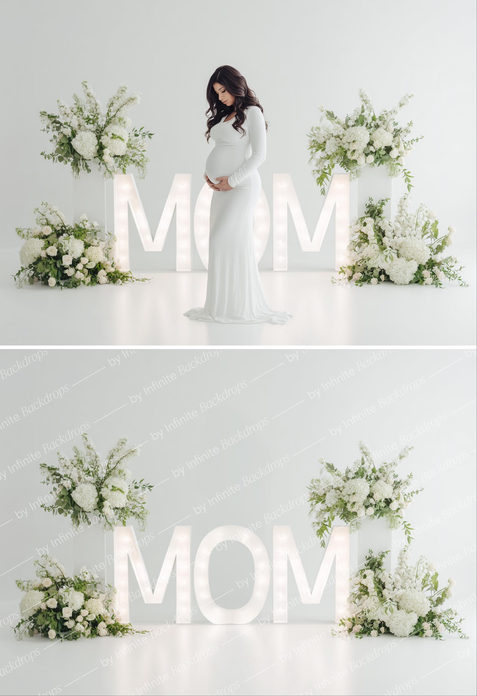 Floral Maternity Mom Sign Backdrops Set: White Glow Studio Backgrounds ...