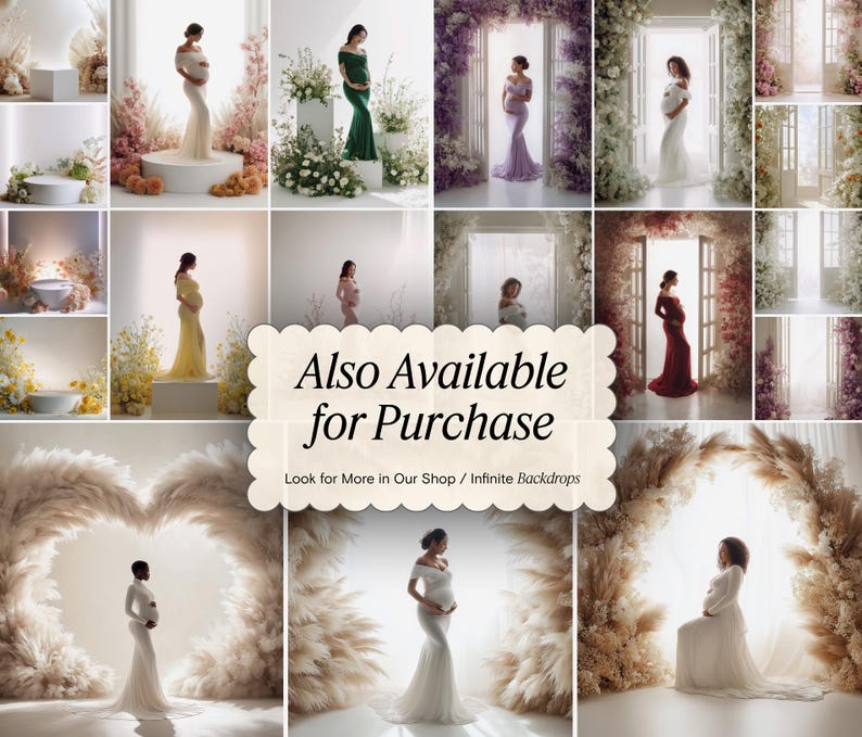White Flower Arch Digital Backdrop Set: Backlit Floral Fine Art ...