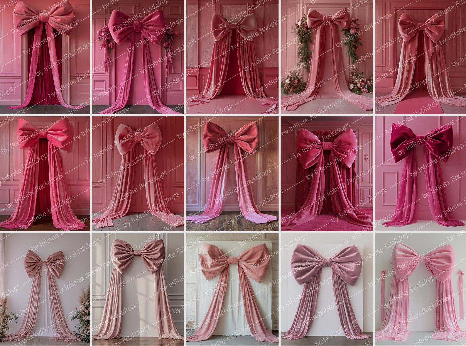 40 Big Pink Velvet Bow Overlays Maternity Backdrop Gender Reveal ...