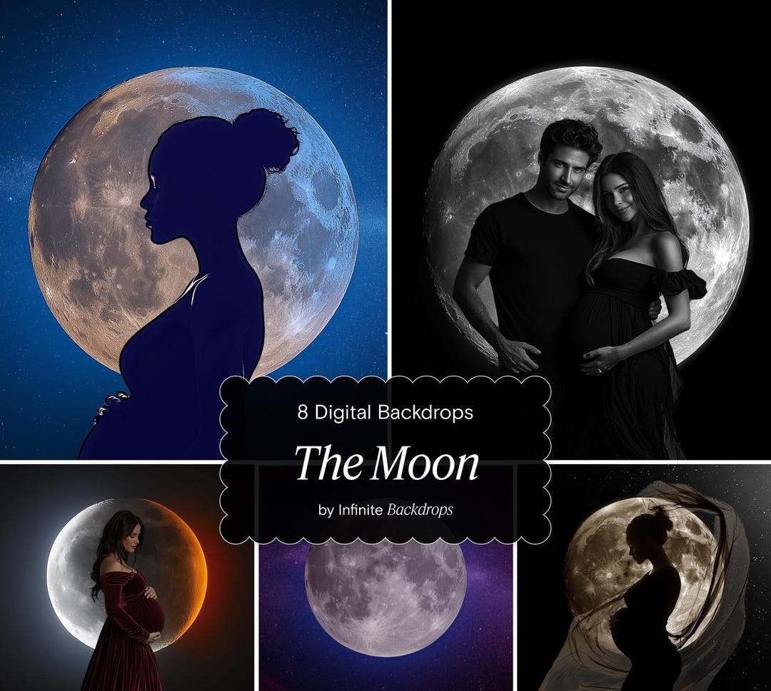 8 Moon Backdrop Digital Maternity Backgrounds for Photography ...