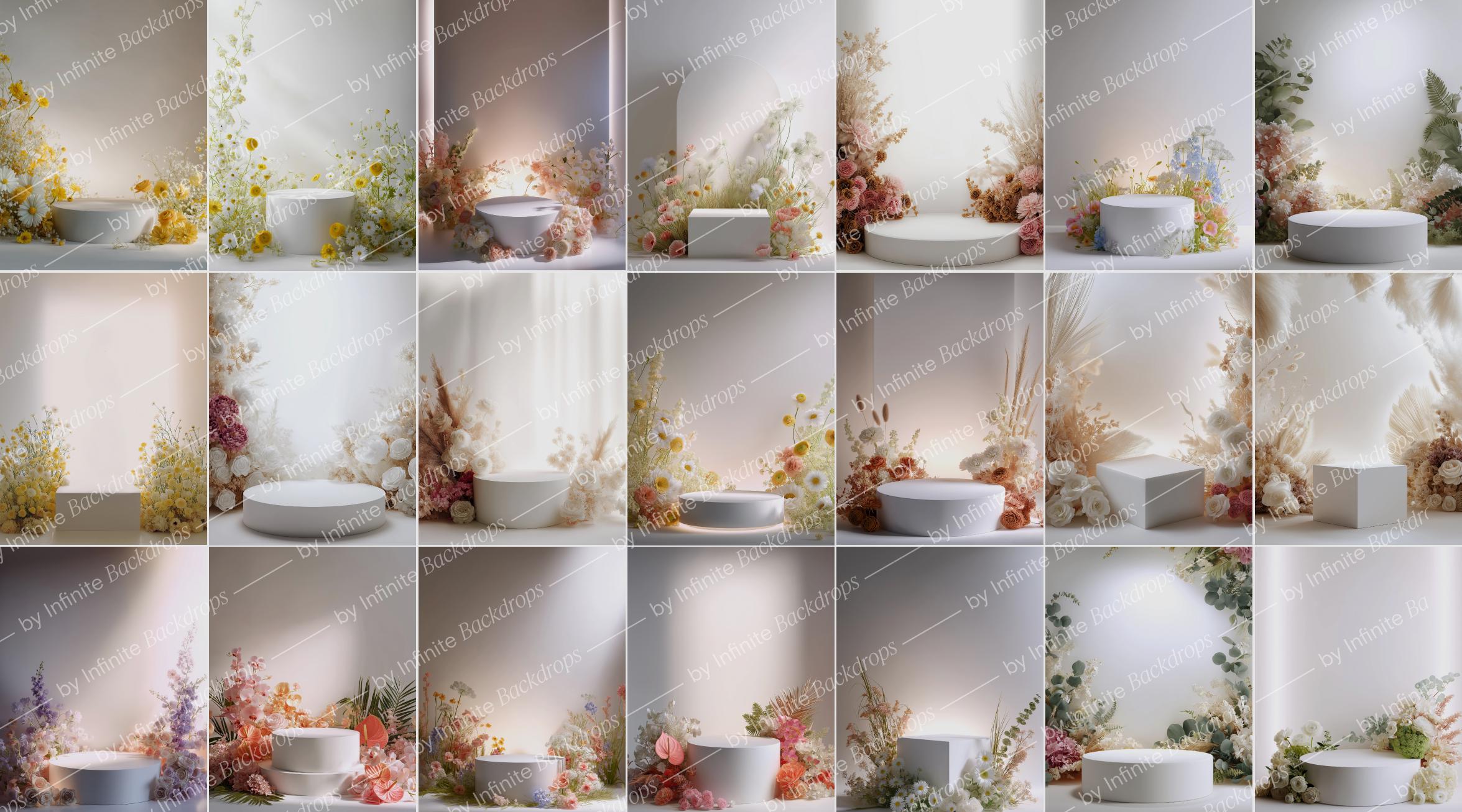 Digital Floral Podium Backdrops – White Glow Studio Backgrounds ...