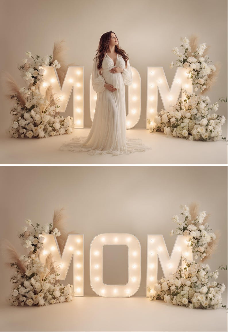 Floral Maternity Mom Sign Backdrops Set: White Glow Studio Backgrounds ...
