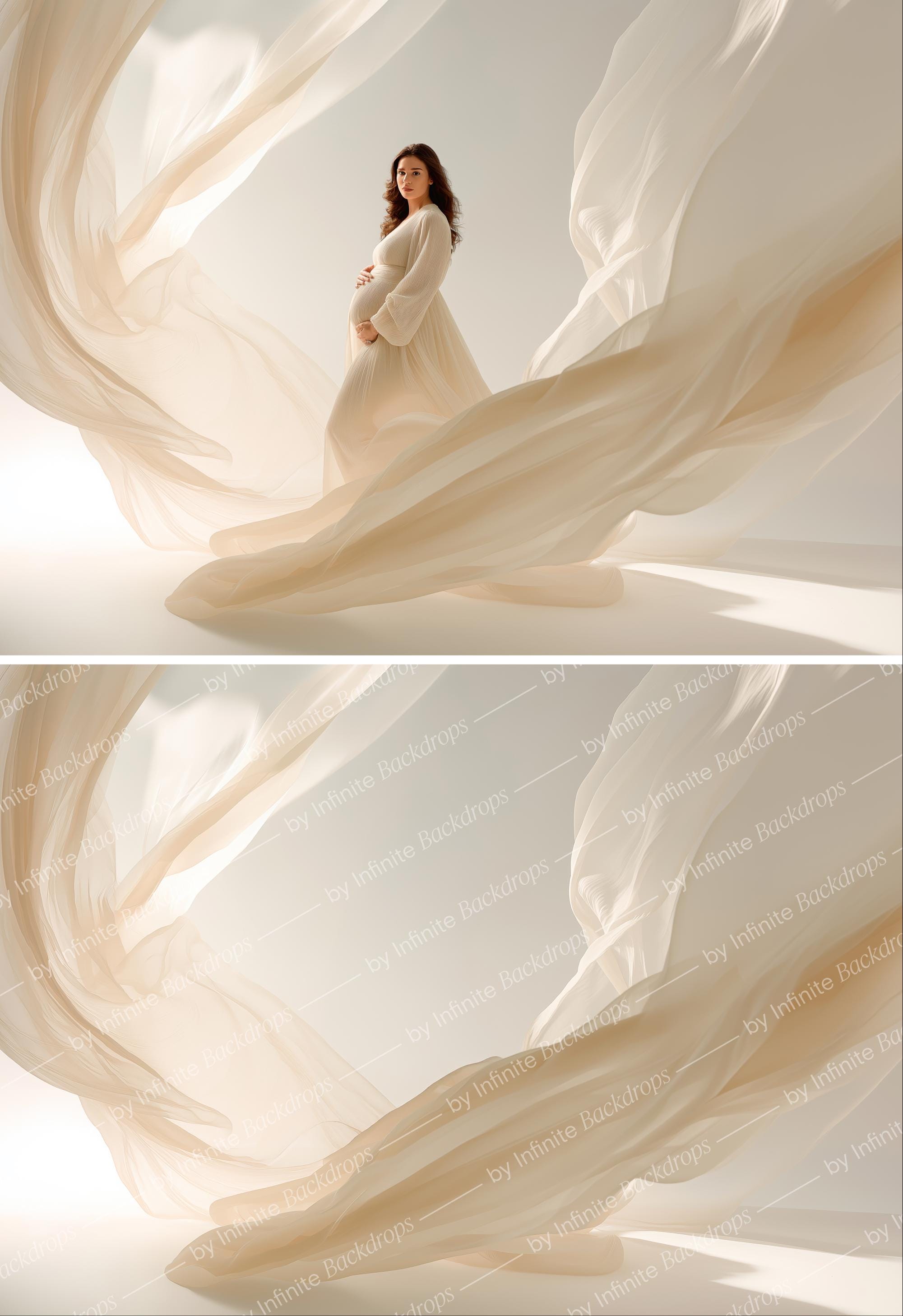 Flying White Fabric Portrait Backdrop – Dreamy Digital Background for ...