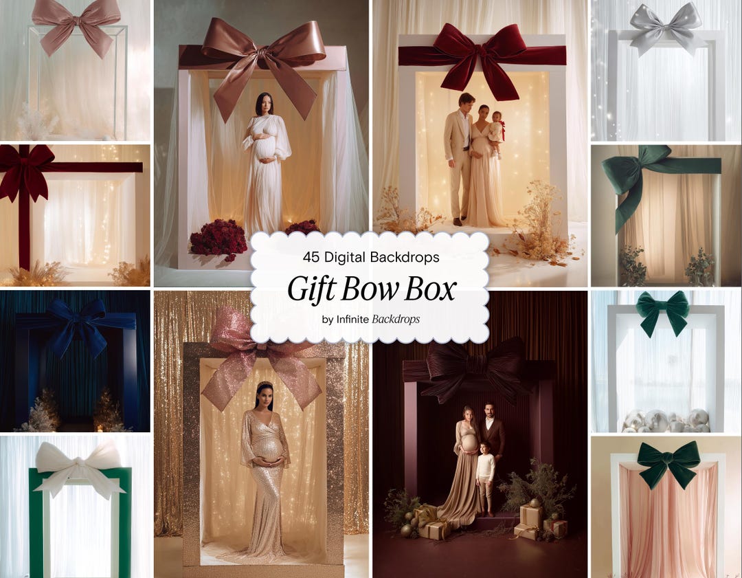 45 Gift Bow Box Valentine's Backdrops Set: Holiday Photography ...