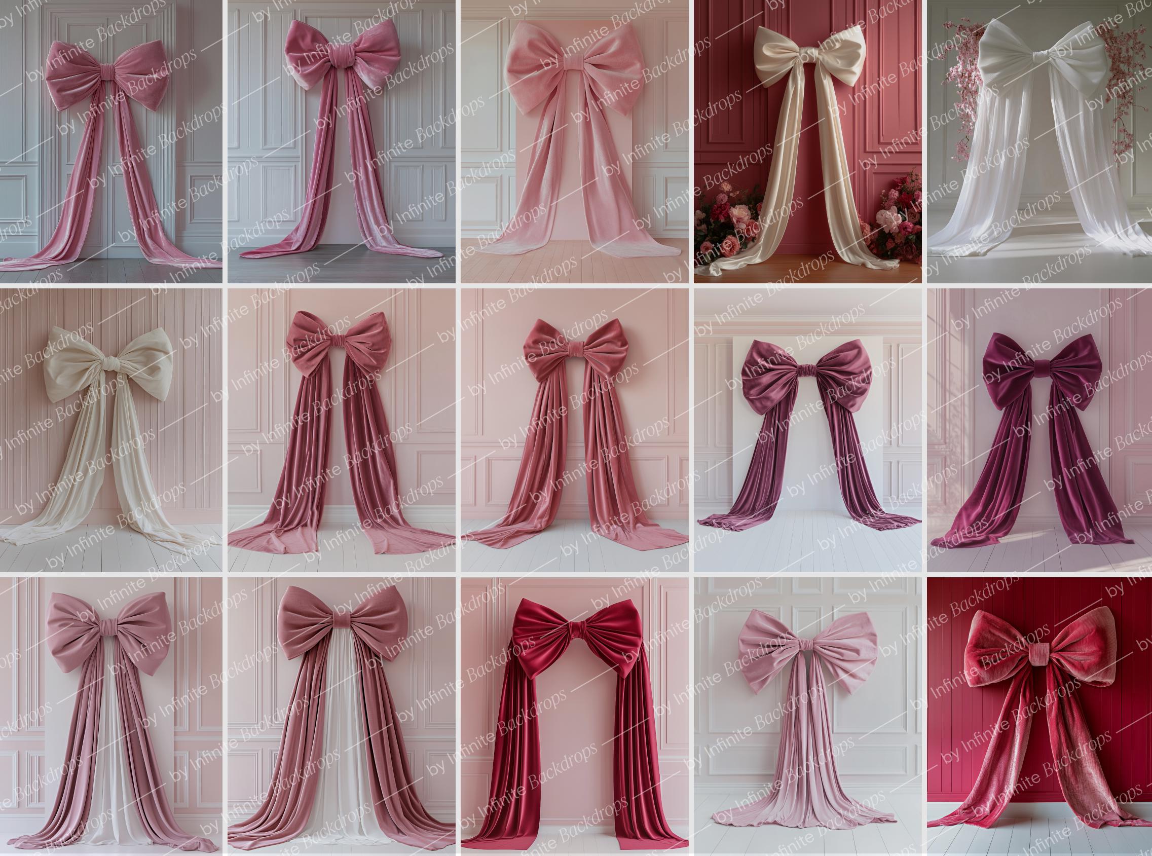 40 Big Pink Velvet Bow Overlays Maternity Backdrop Gender Reveal ...