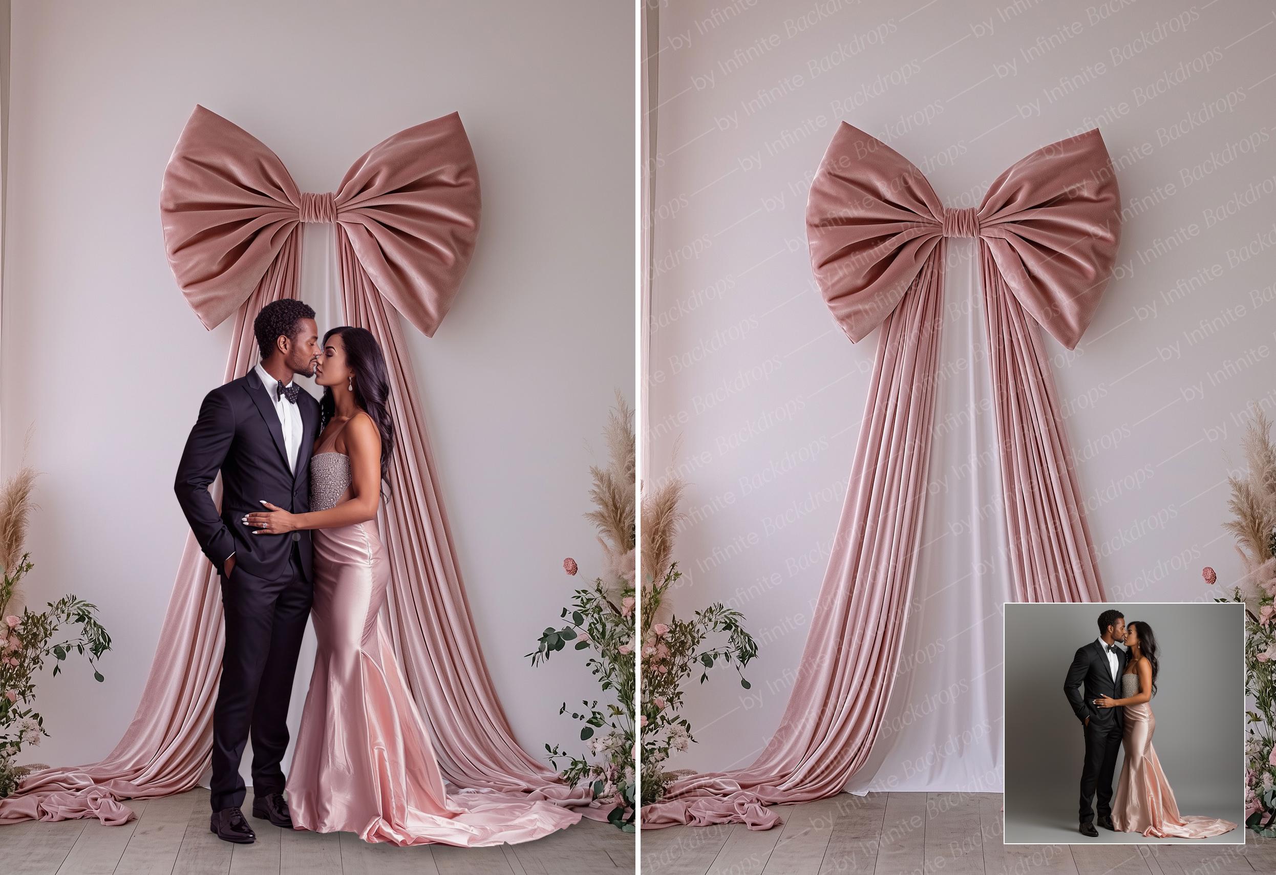 40 Big Pink Velvet Bow Overlays Maternity Backdrop Gender Reveal ...