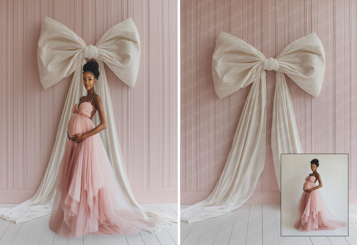 40 Big Pink Velvet Bow Overlays Maternity Backdrop Gender Reveal ...