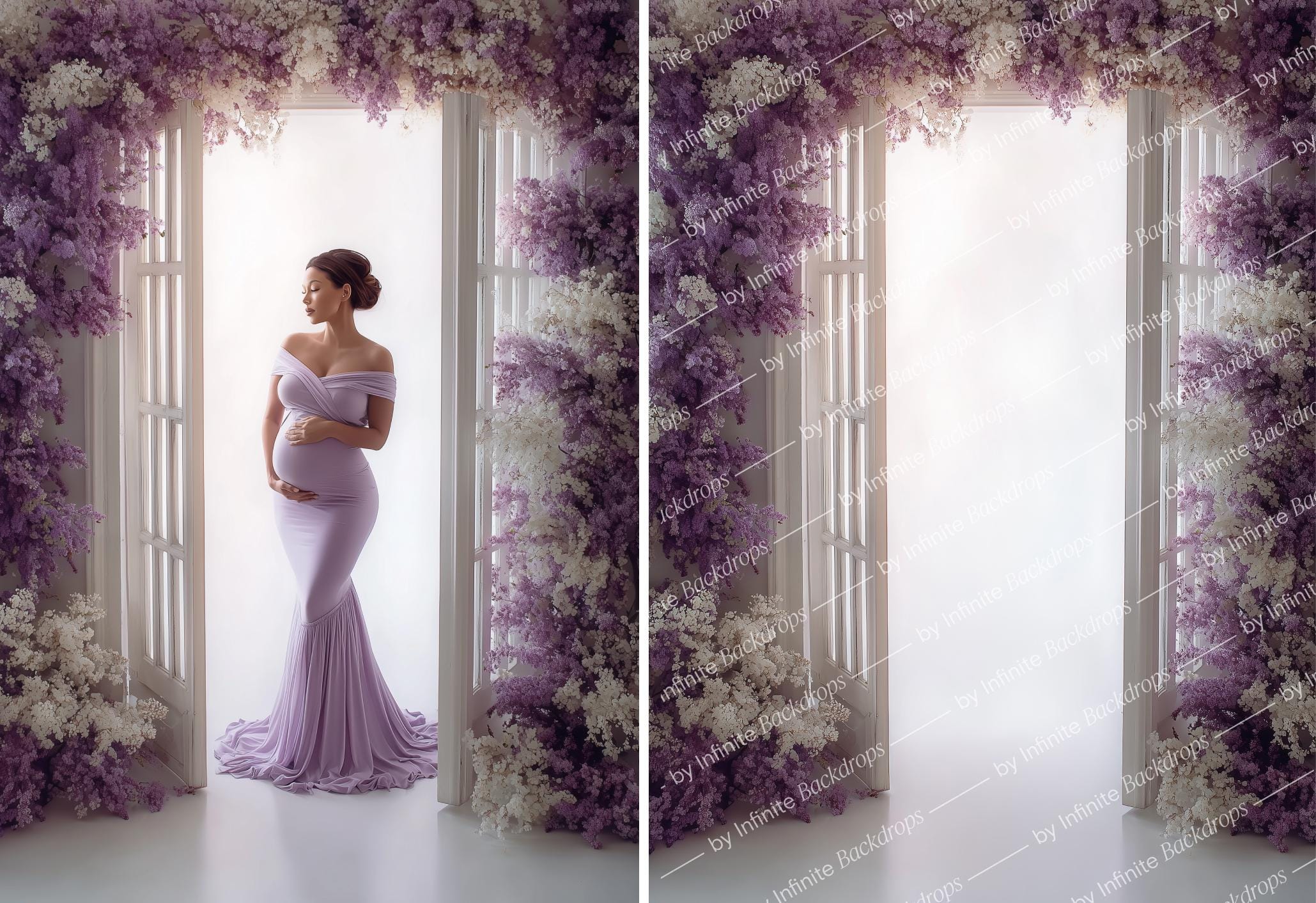 Backlit French Doors Digital Backdrop Set: Floral Studio Backgrounds ...