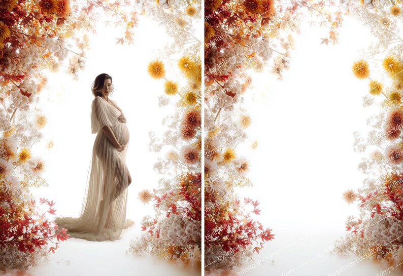 Autumn Flower Arch Digital Backdrop Set: Backlit Fine Art Studio ...
