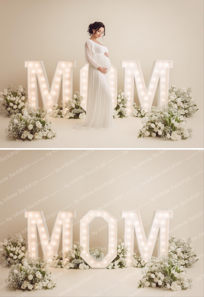 Buy Floral Maternity Mom Sign Backdrops Set: White Glow Studio ...