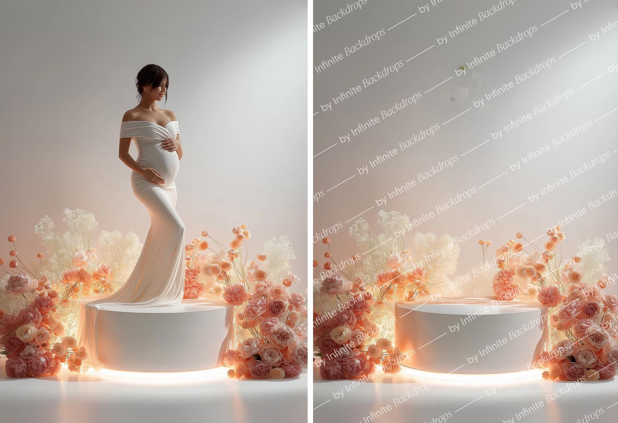 Digital Floral Podium Backdrops – White Glow Studio Backgrounds ...