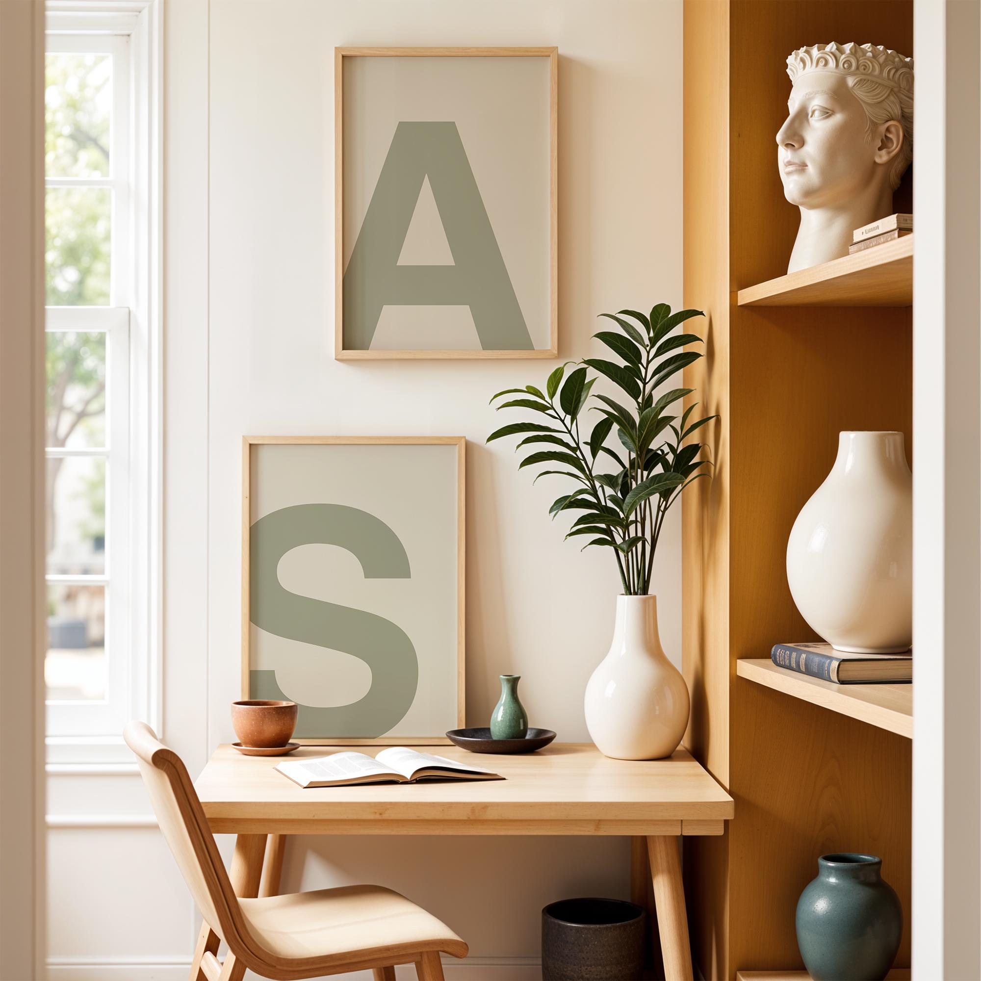 Sage Green Letters Poster - Simple Elegance for Your Home, Hygge Style ...