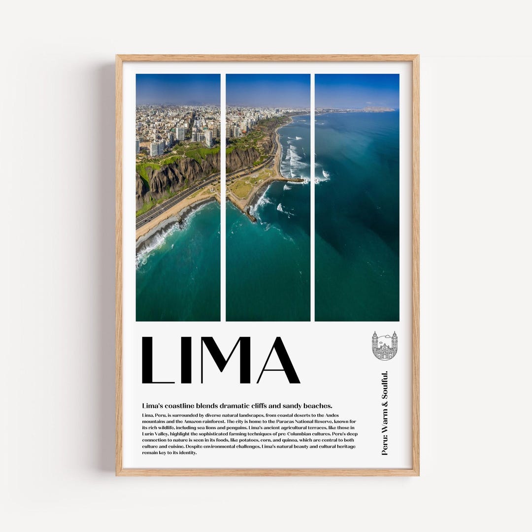 Lima Poster | Coastal Art Print | Peru Beach Wall Decor | Ocean ...