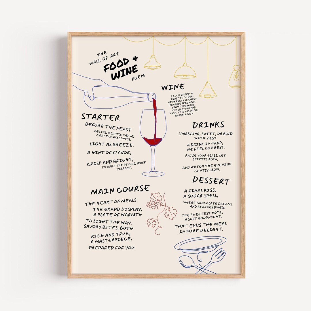 Food Poem Poster | Kitchen Wall Art Print | Culinary Poetry Artwork ...