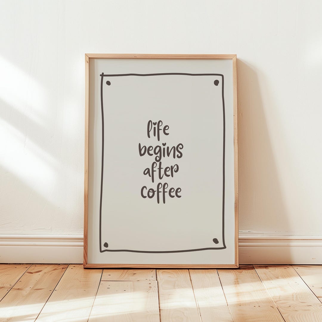 Coffee Poster | 'life Begins After Coffee' Quote | Brown Typography ...