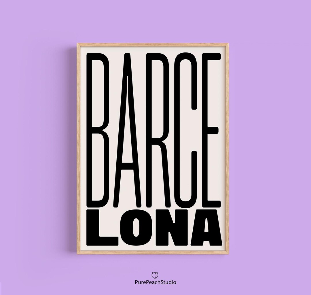 Barcelona Typography Poster – Minimalist Black and White Wall Art - Etsy